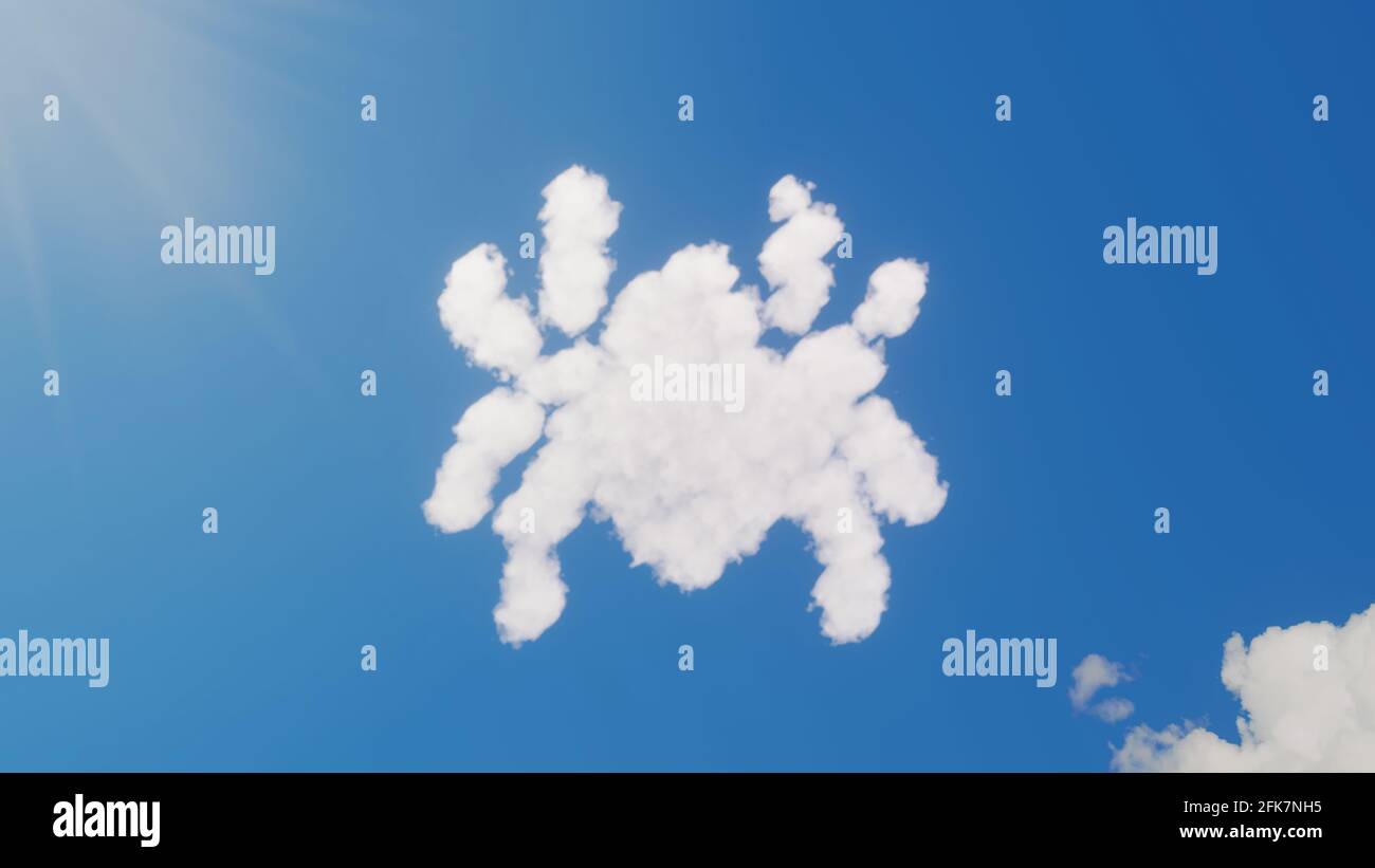 3d rendering of white fluffy clouds in shape of symbol of spider on ...