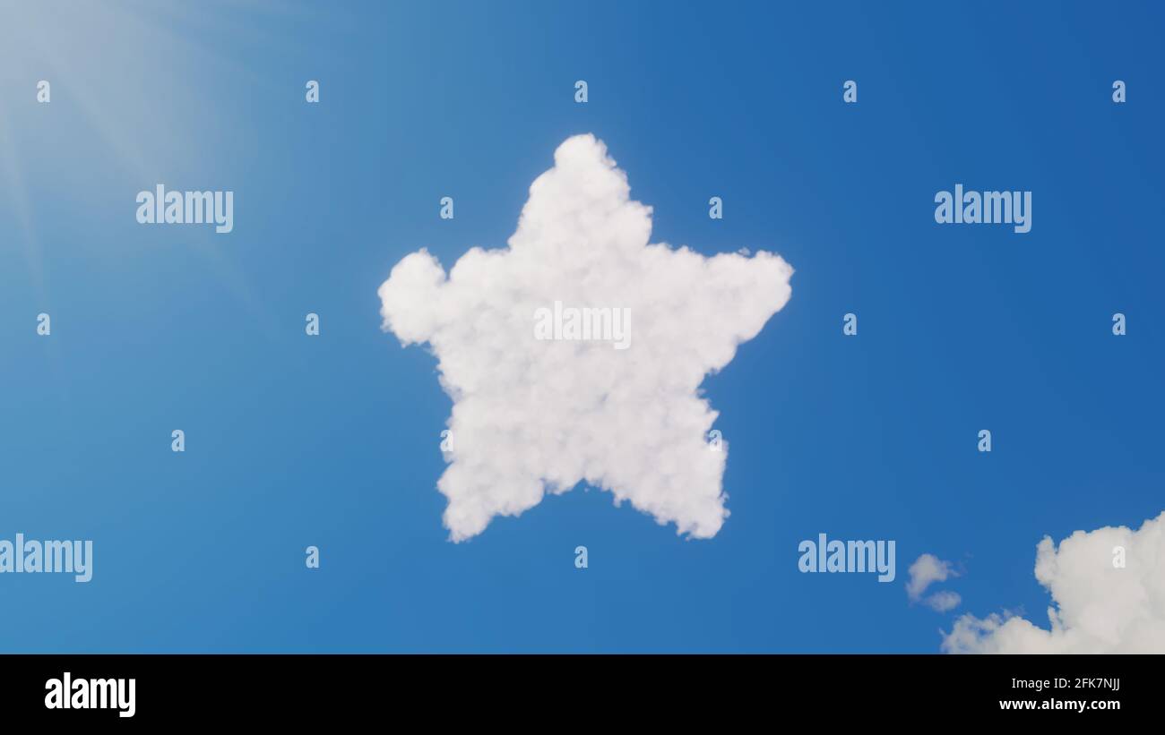 3d rendering of white fluffy clouds in shape of symbol of star with ...