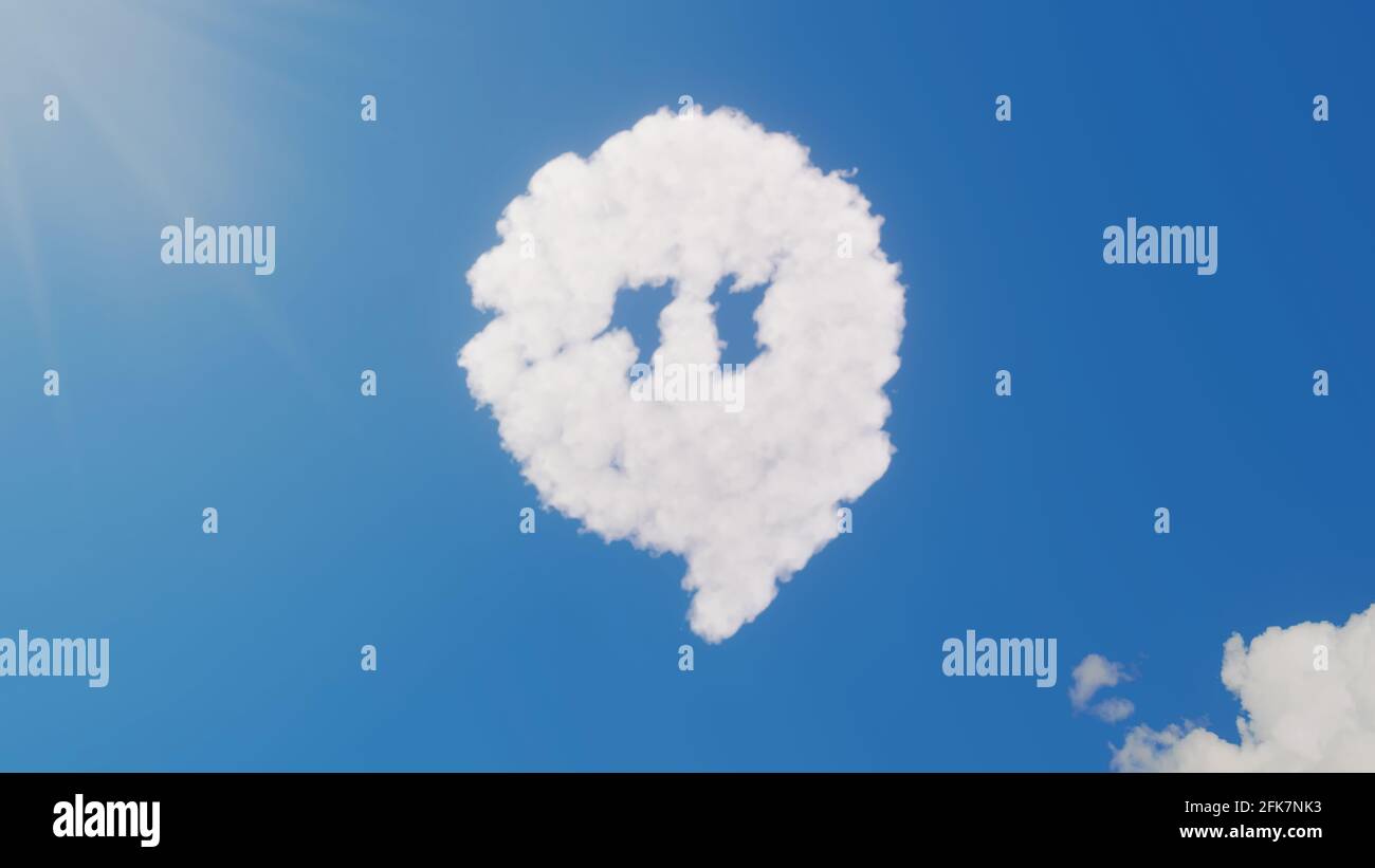 3d rendering of white fluffy clouds in shape of symbol of circular ...