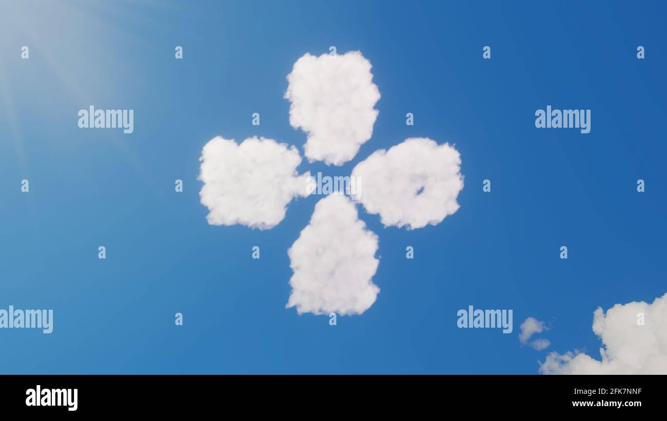 3d rendering of white fluffy clouds in shape of symbol of cross from ...