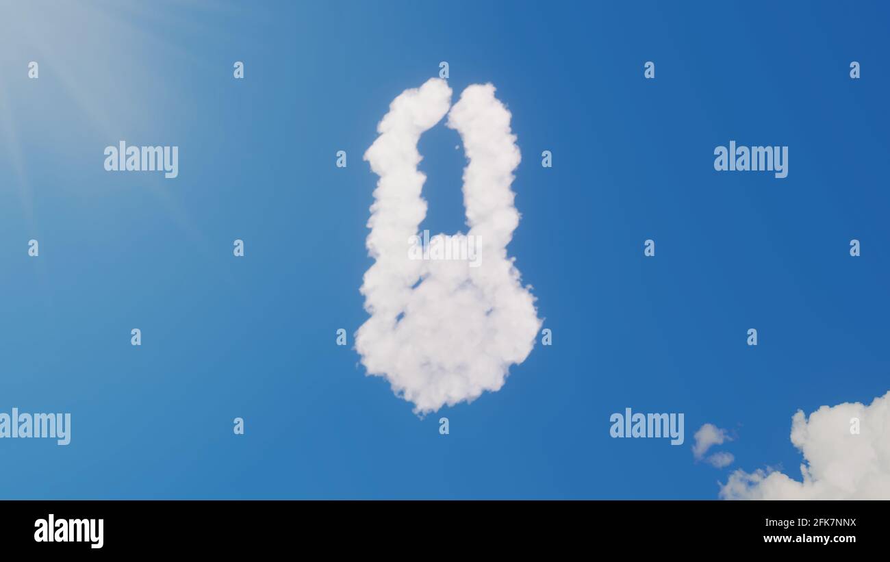 3d rendering of white fluffy clouds in shape of symbol of thermometer ...