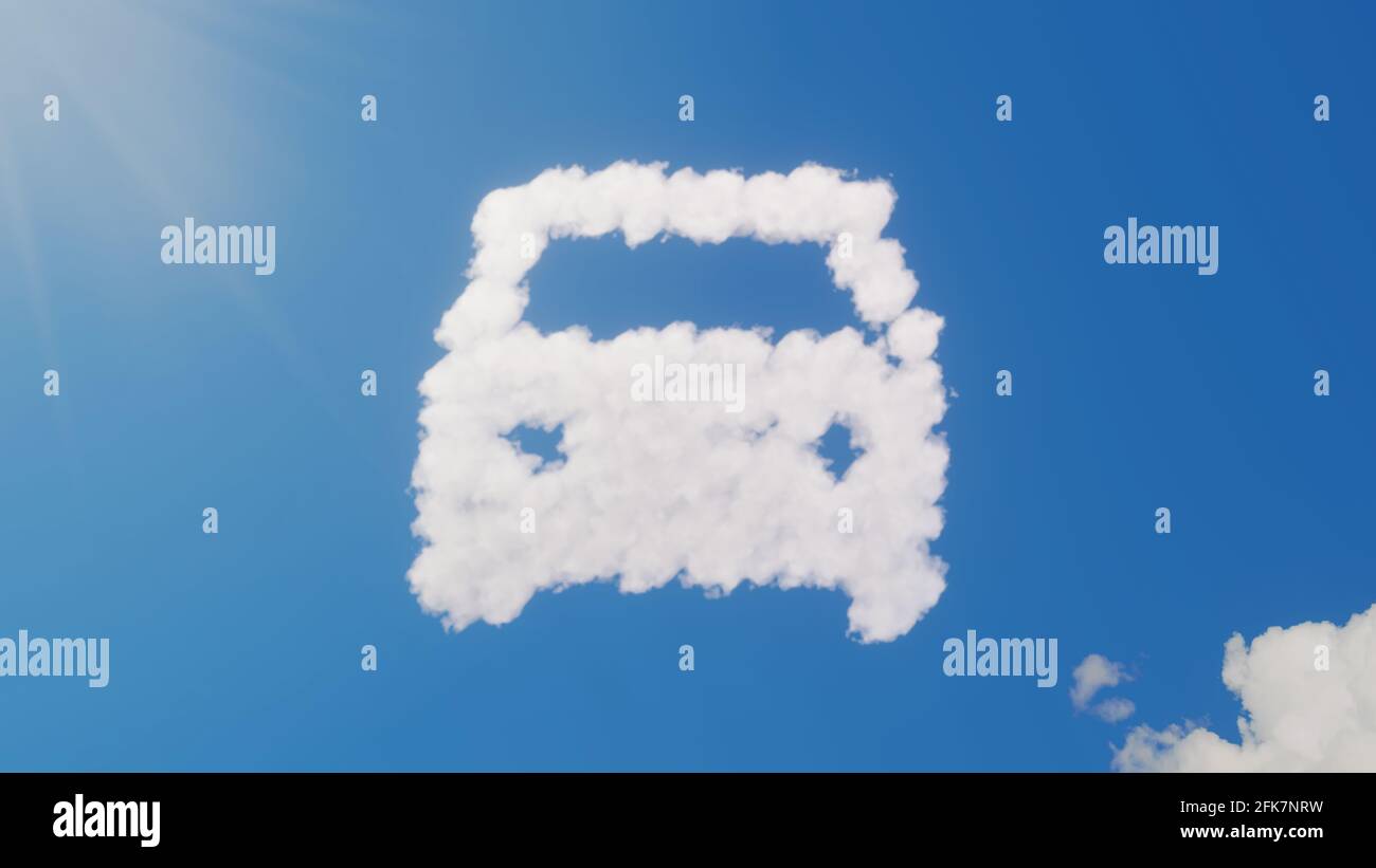 3d rendering of white fluffy clouds in shape of symbol of car from ...