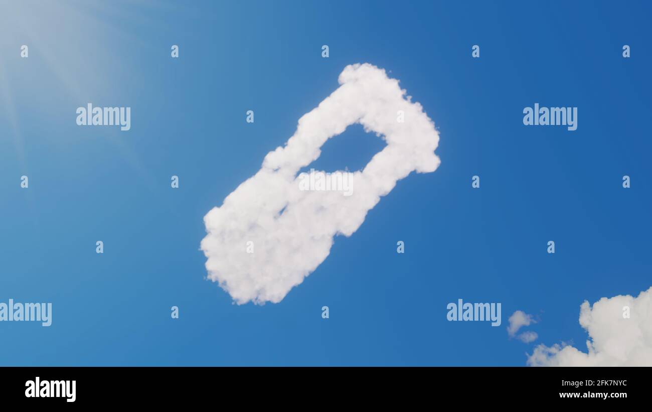 3d rendering of white fluffy clouds in shape of symbol of chemical tube ...