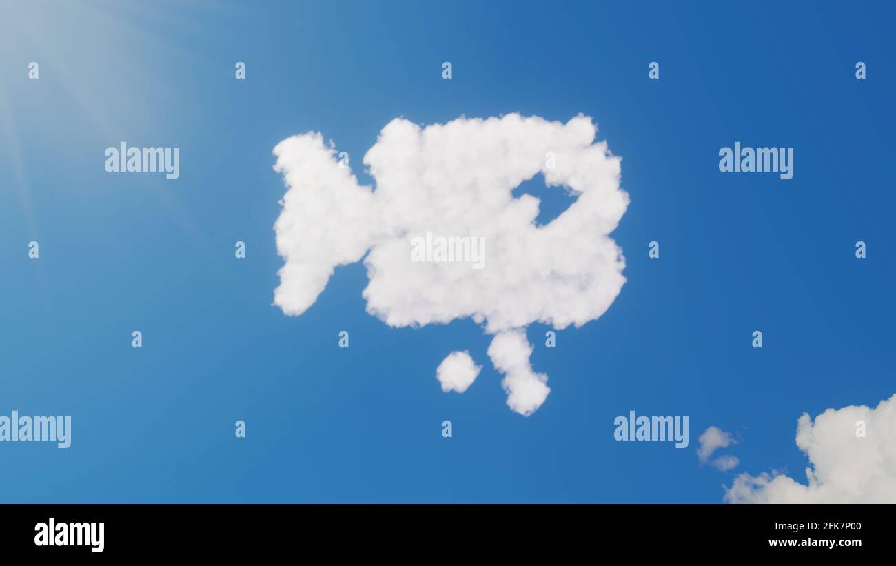 3d rendering of white fluffy clouds in shape of symbol of camera with ...