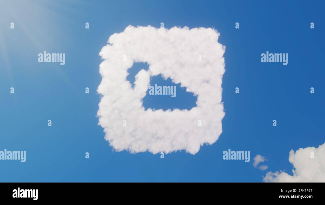 3d rendering of white fluffy clouds in shape of symbol of rounded ...
