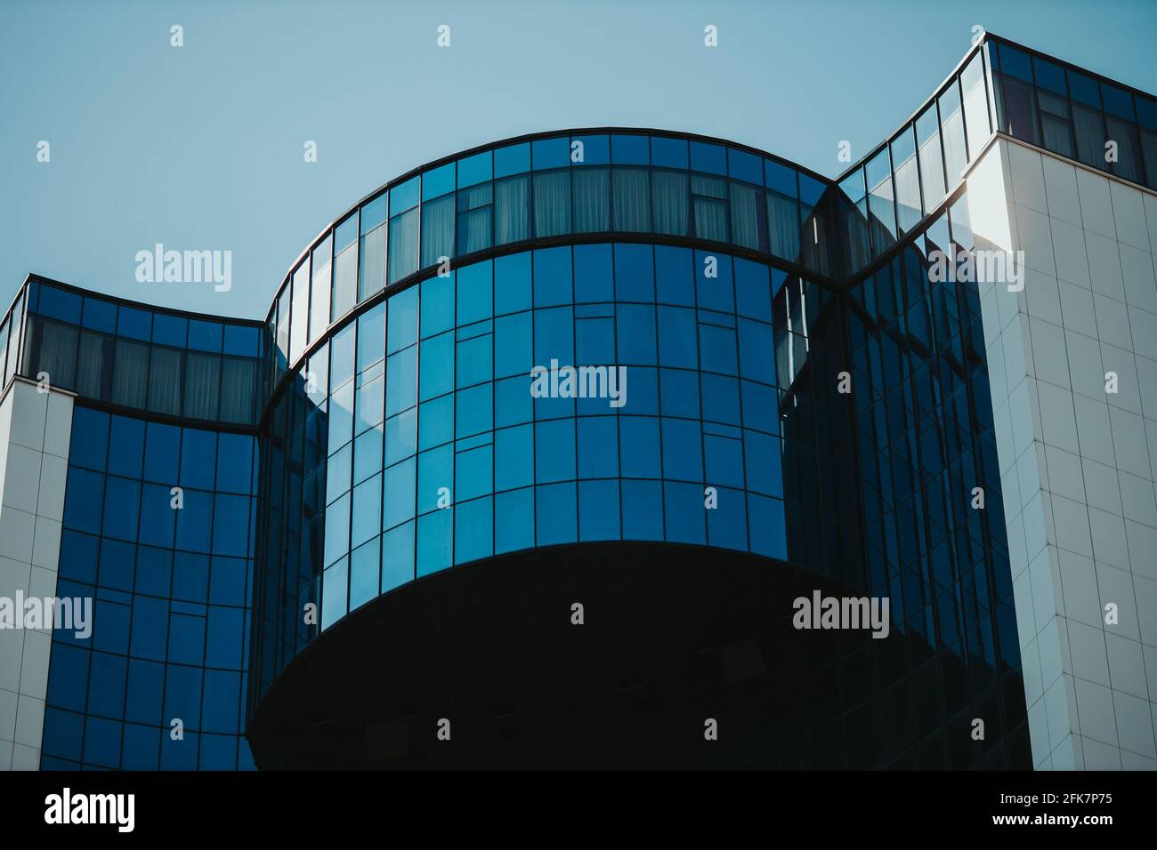 TUZLA, BOSNIA AND HERZEGOVINA - Apr 26, 2021: Glass windows on tall ...