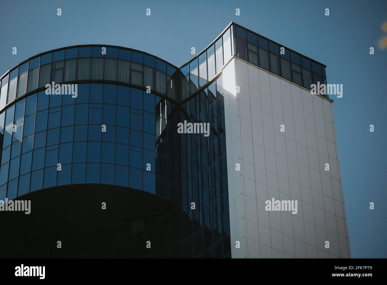 TUZLA, BOSNIA AND HERZEGOVINA - Apr 26, 2021: Glass windows on tall ...