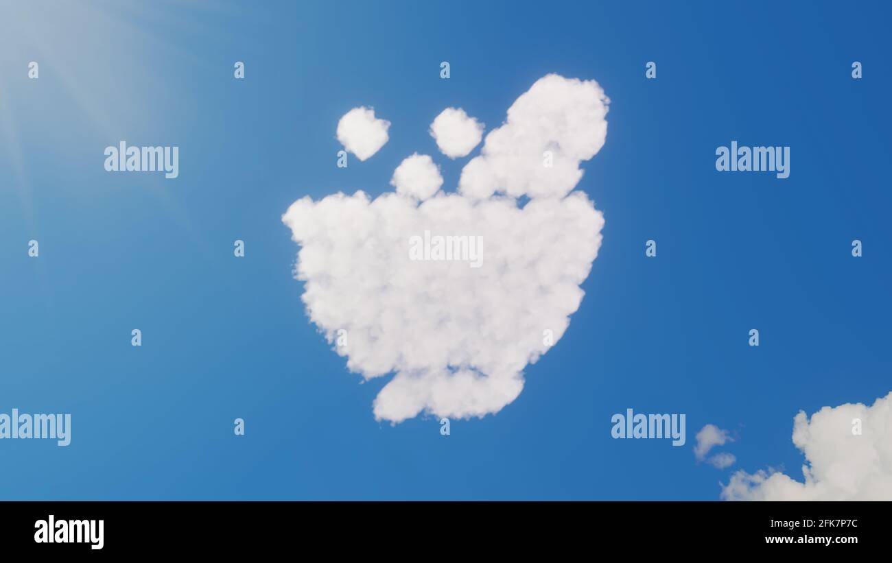 3d rendering of white fluffy clouds in shape of symbol of alchemy ...