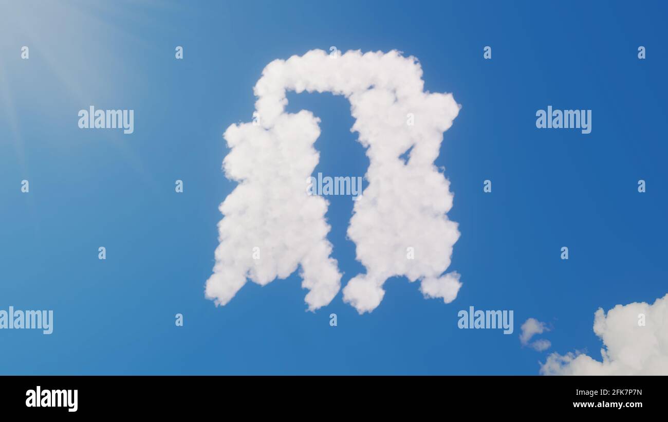 3d rendering of white fluffy clouds in shape of symbol of alchemy ...