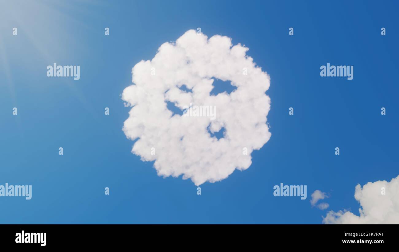 3d rendering of white fluffy clouds in shape of symbol of bacterium ...