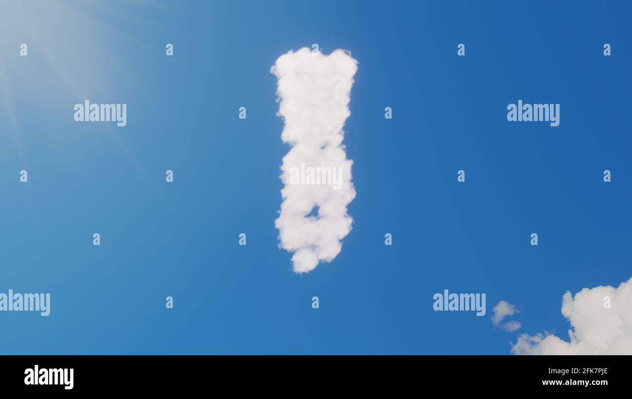 3d rendering of white fluffy clouds in shape of symbol of calligraphy ...