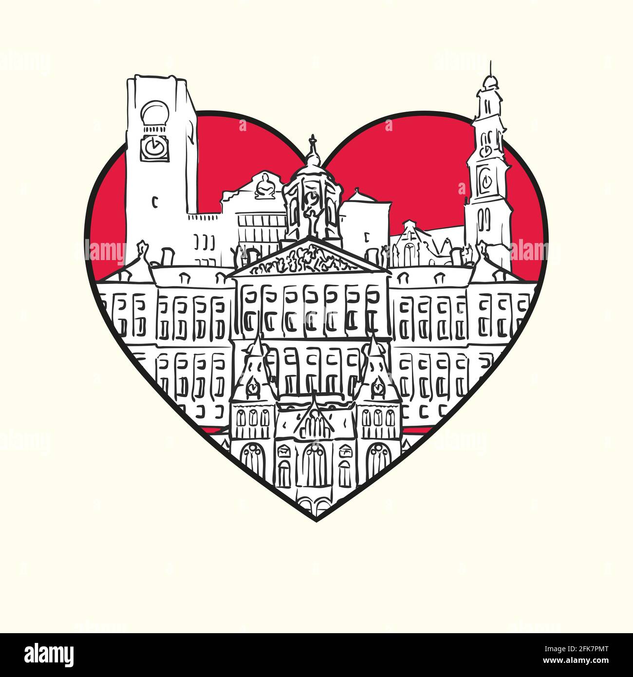 I love Amsterdam. Red heart and famous buildings, Netherlands ...