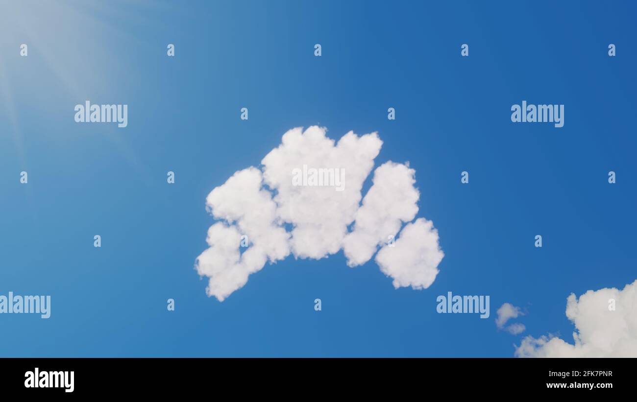 3d rendering of white fluffy clouds in shape of symbol of croissant ...