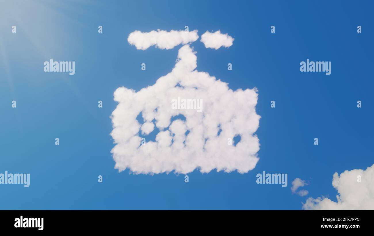 3d rendering of white fluffy clouds in shape of symbol of container for ...