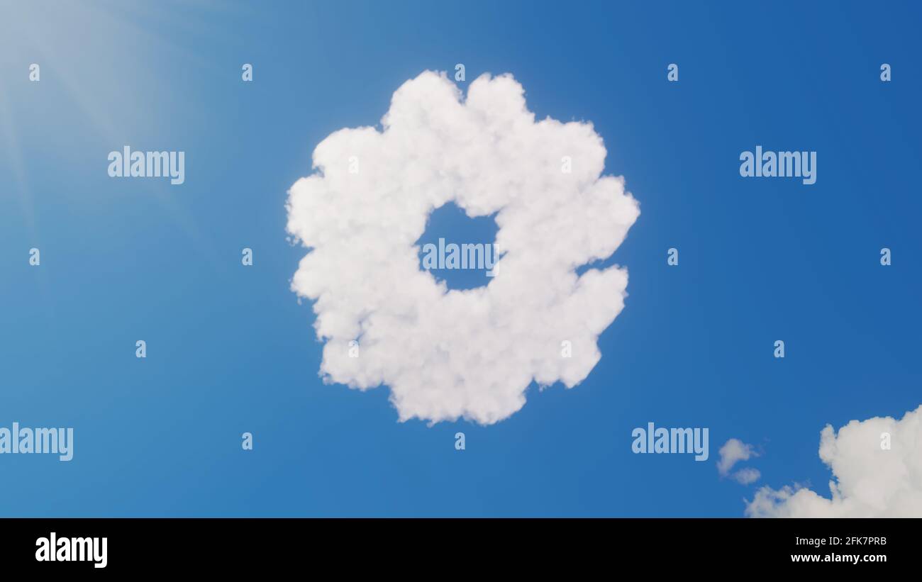 3d rendering of white fluffy clouds in shape of symbol of daisy flower ...