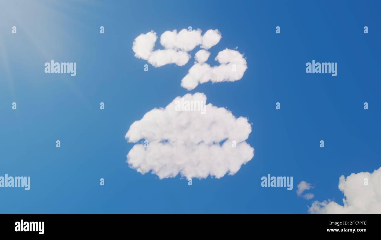 3d rendering of white fluffy clouds in shape of symbol of air diffuser ...
