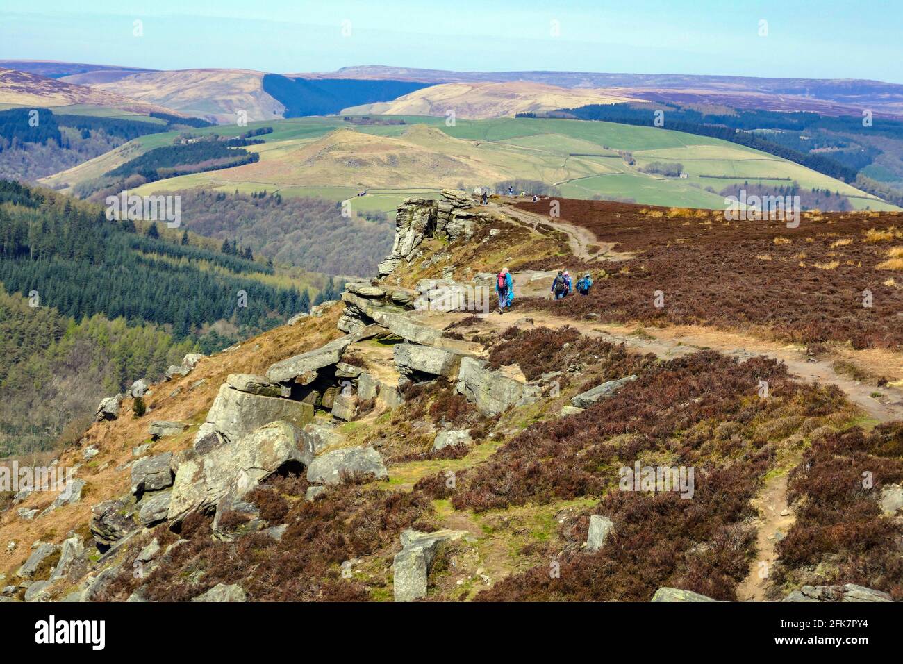 Bamford Edge above Ladybower Reservoir, Derbyshire, Peak District Stock ...