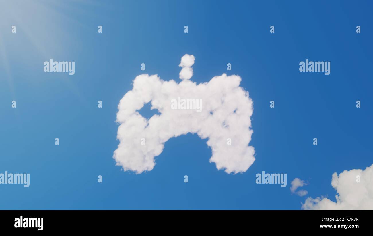 3d rendering of white fluffy clouds in shape of symbol of game ...