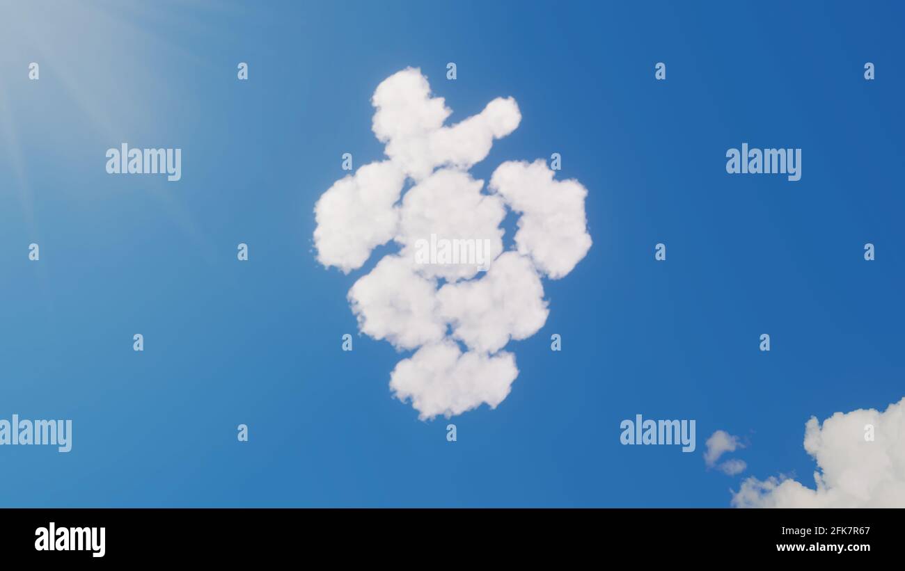 3d rendering of white fluffy clouds in shape of symbol of grape berry ...