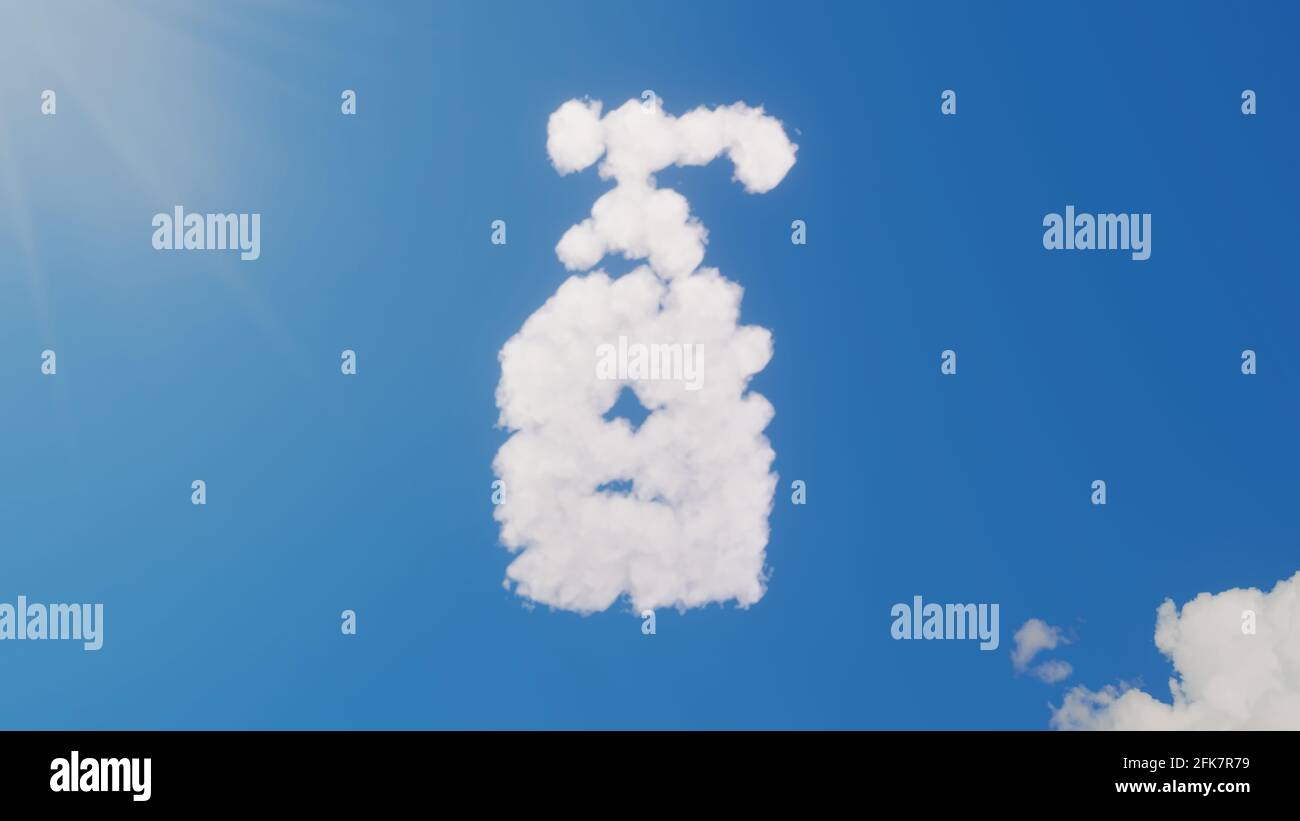 3d rendering of white fluffy clouds in shape of symbol of hygiene hand ...