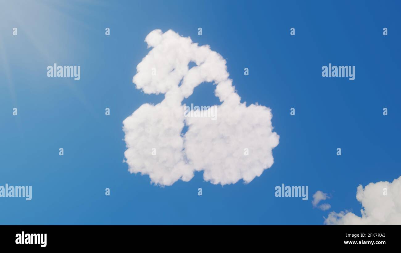 3d rendering of white fluffy clouds in shape of symbol of cherry fruit ...