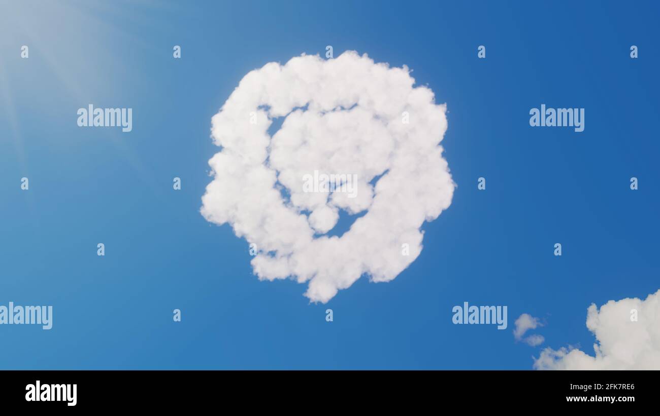 3d rendering of white fluffy clouds in shape of symbol of lion head ...