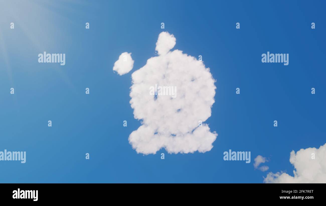 3d rendering of white fluffy clouds in shape of symbol of magic ball ...