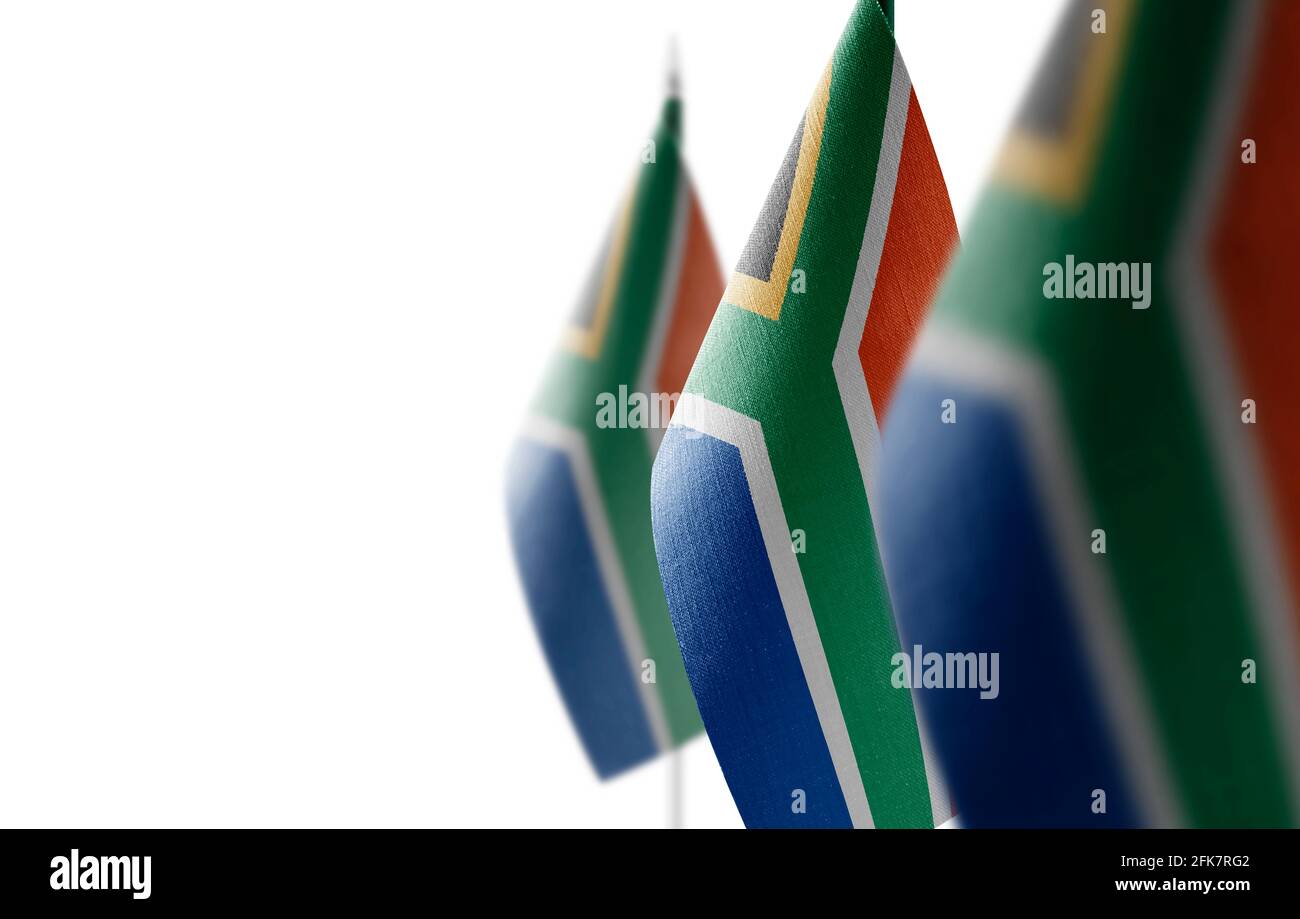 Small national flags of the South Africa on a white background Stock ...