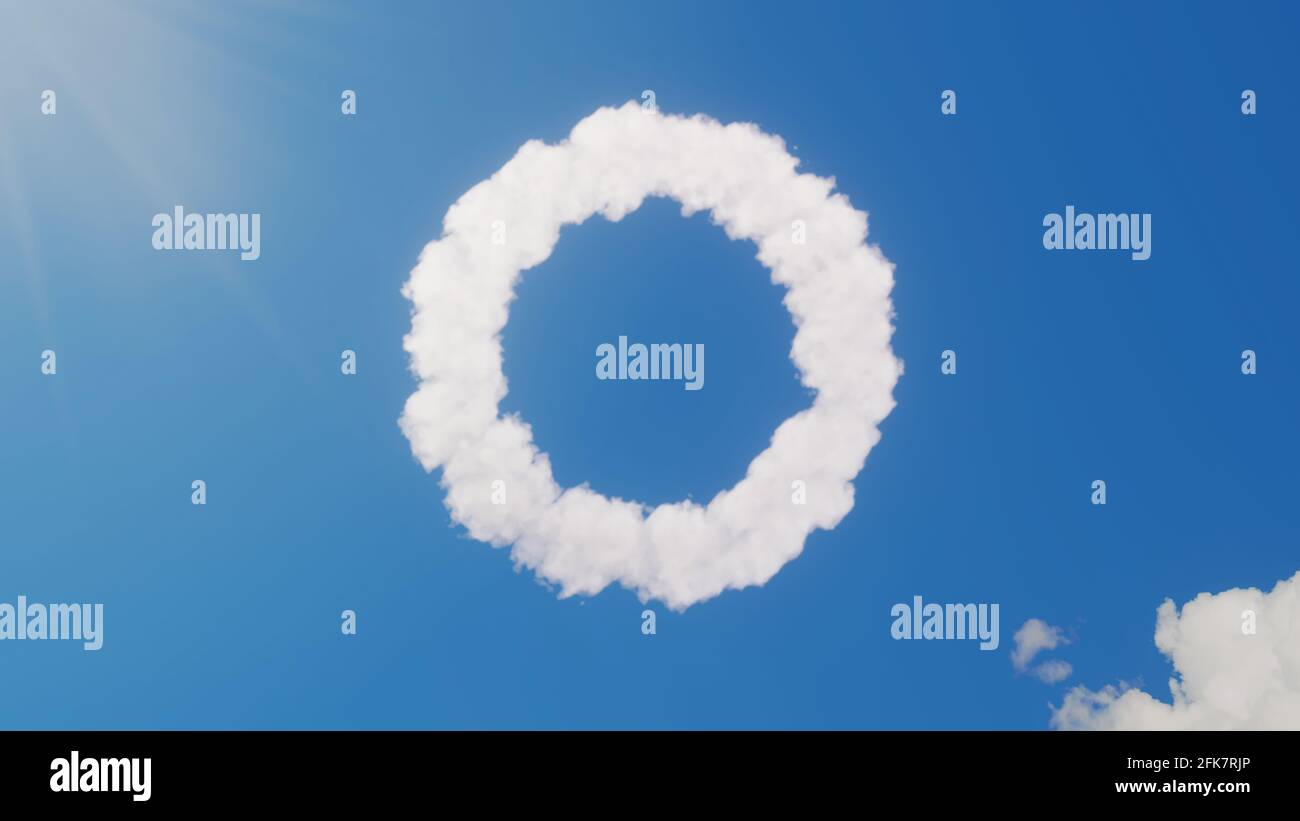 3d rendering of white fluffy clouds in shape of symbol of oxygen symbol ...