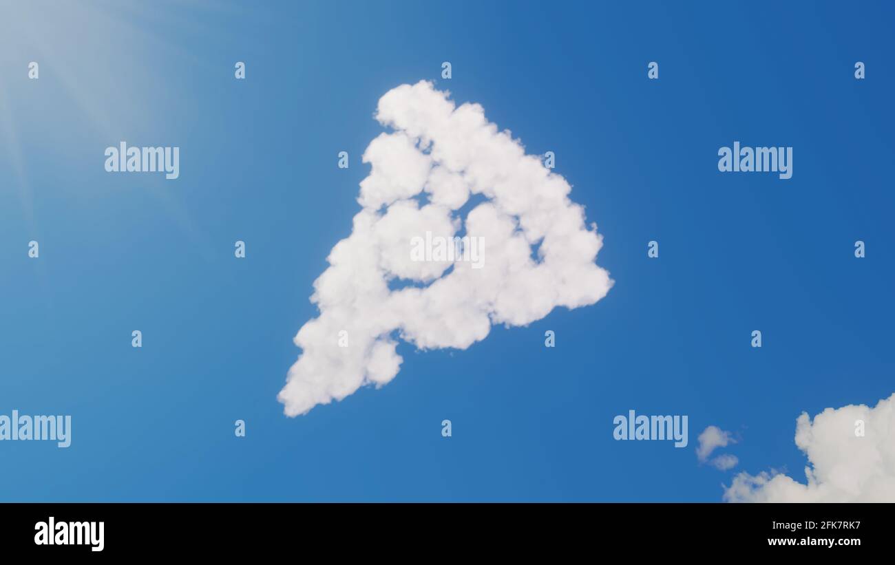 3d rendering of white fluffy clouds in shape of symbol of pizza round ...