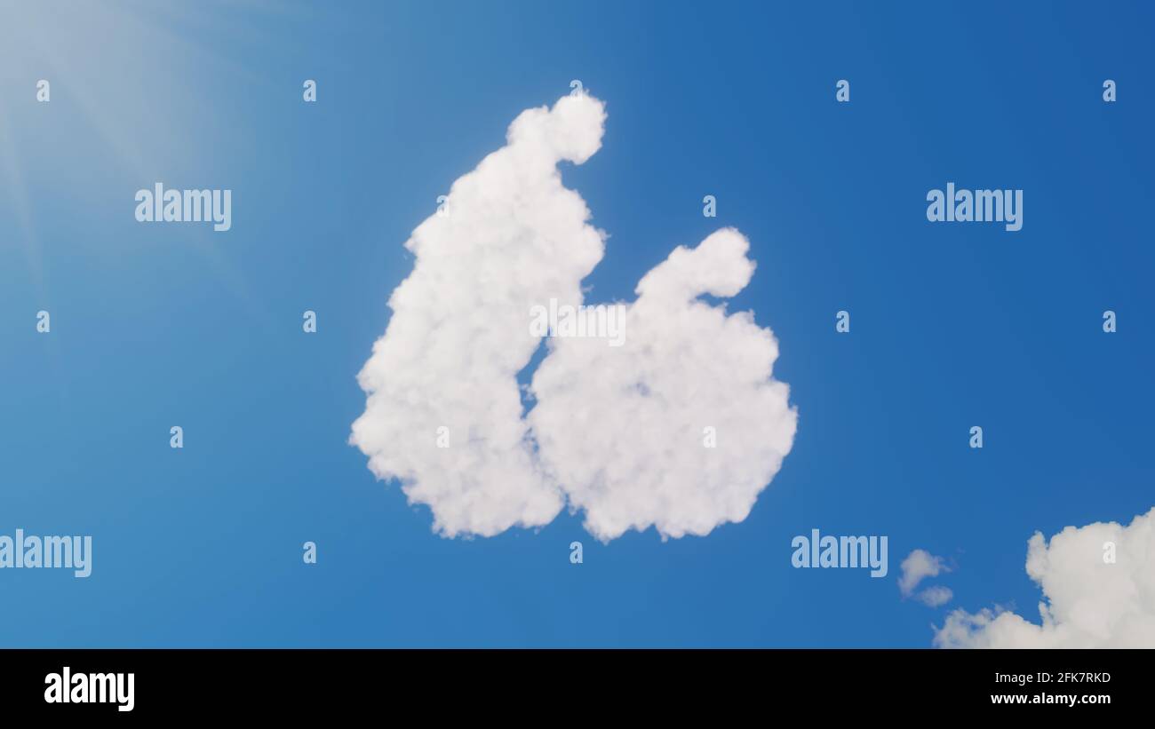 3d rendering of white fluffy clouds in shape of symbol of pear and ...
