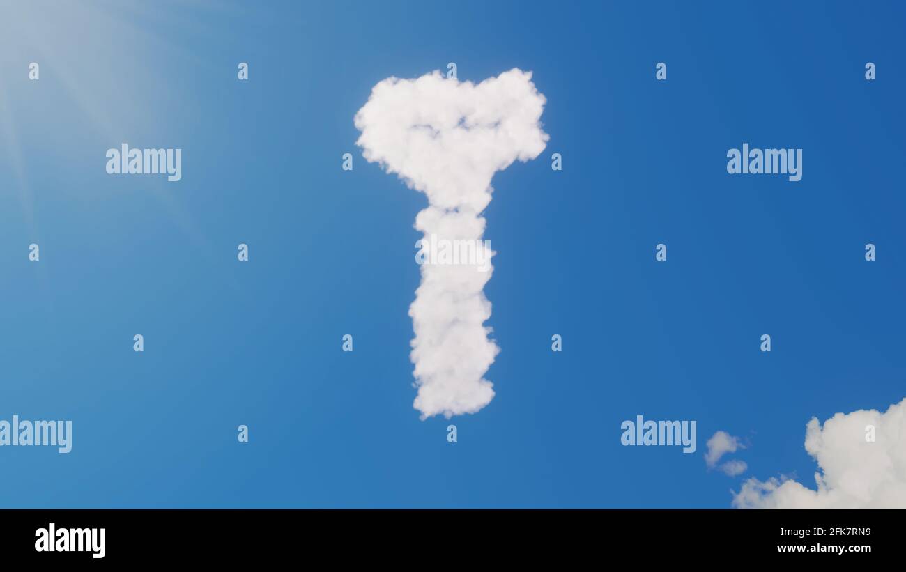 3d rendering of white fluffy clouds in shape of symbol of razor blade ...