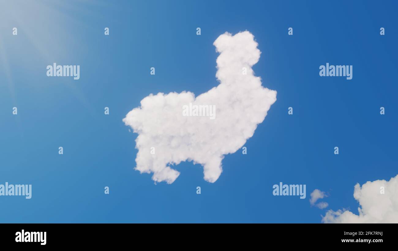 3d rendering of white fluffy clouds in shape of symbol of rabbit from ...
