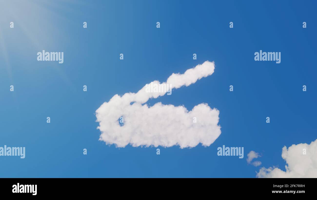 3d rendering of white fluffy clouds in shape of symbol of open printer ...