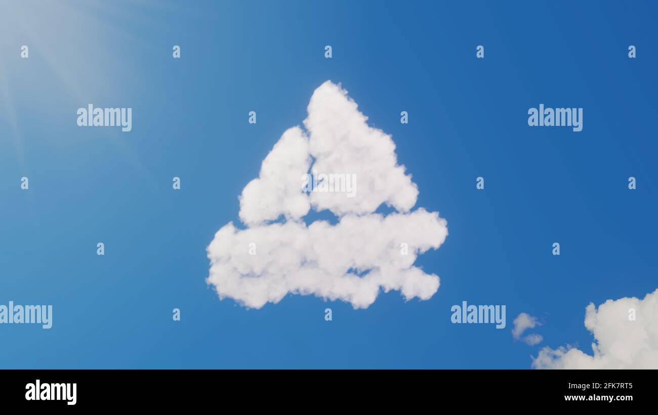 3d rendering of white fluffy clouds in shape of symbol of sailboat at ...