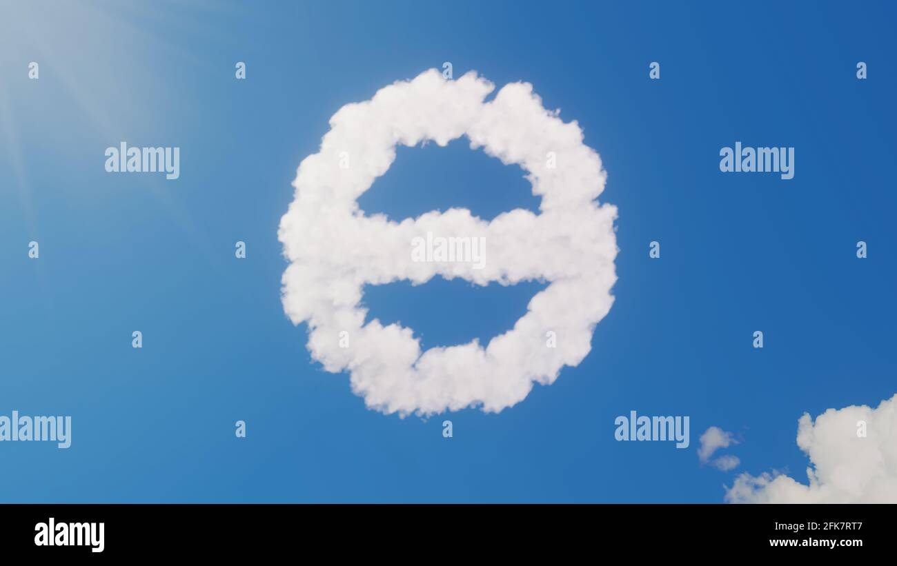 3d rendering of white fluffy clouds in shape of symbol of circle with ...