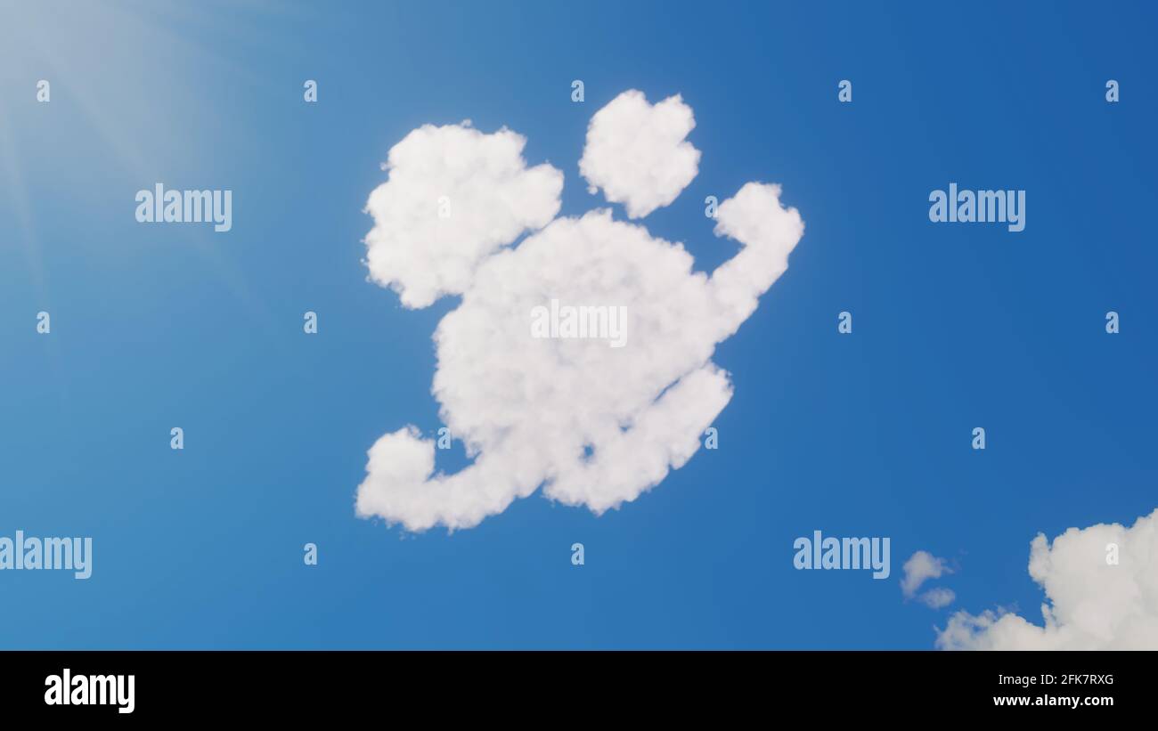 3d rendering of white fluffy clouds in shape of symbol of solar system ...