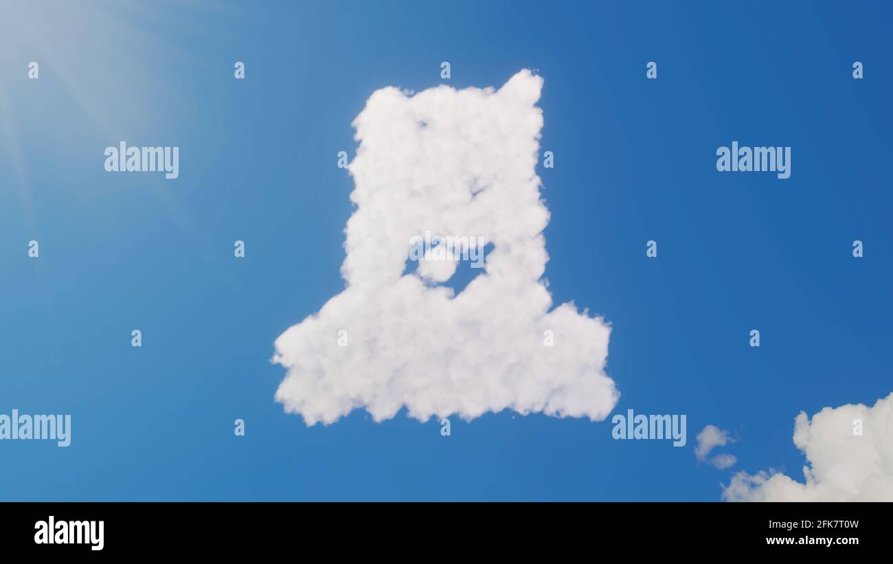 3d rendering of white fluffy clouds in shape of symbol of superhero ...