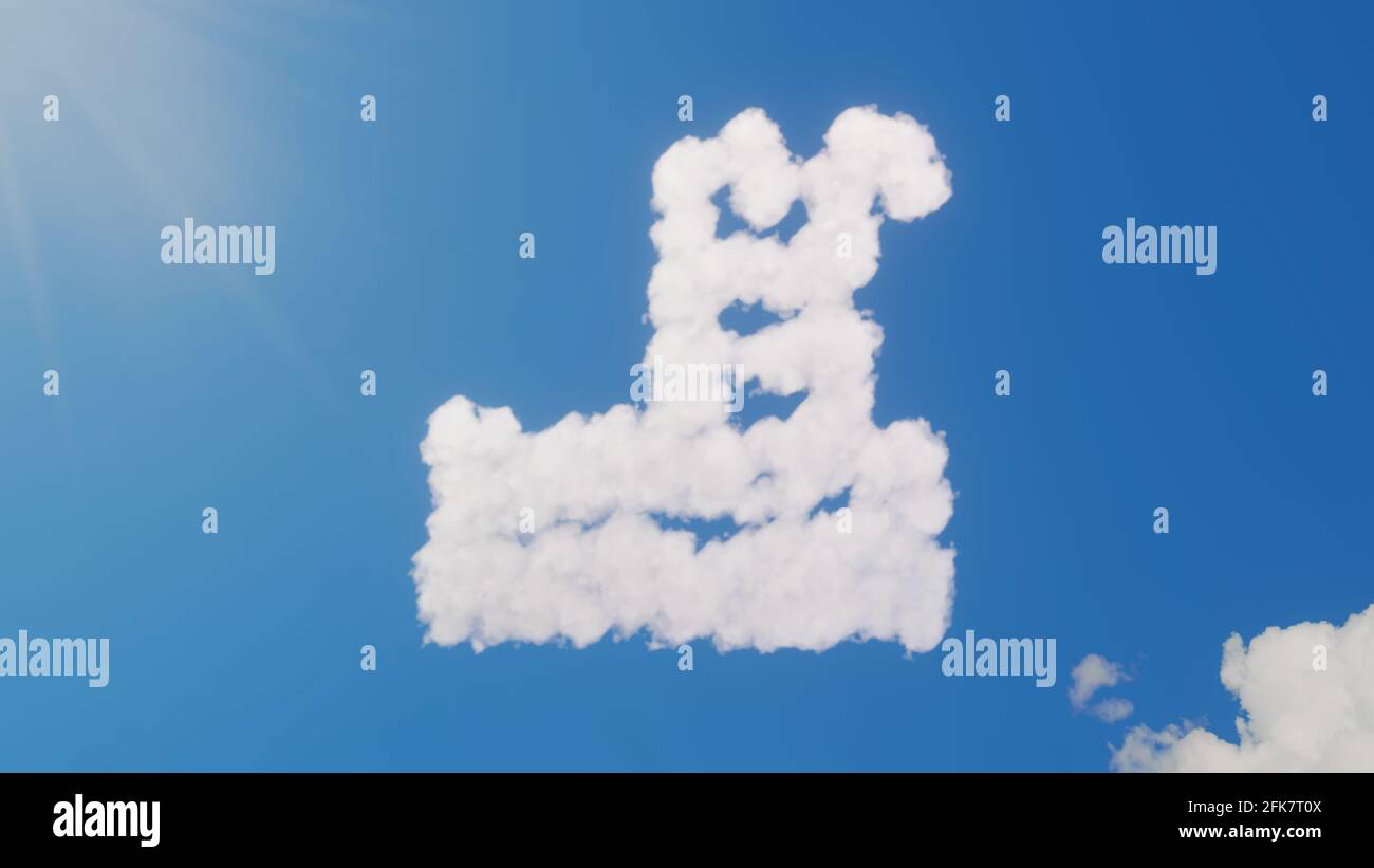 3d rendering of white fluffy clouds in shape of symbol of swimming pool ...