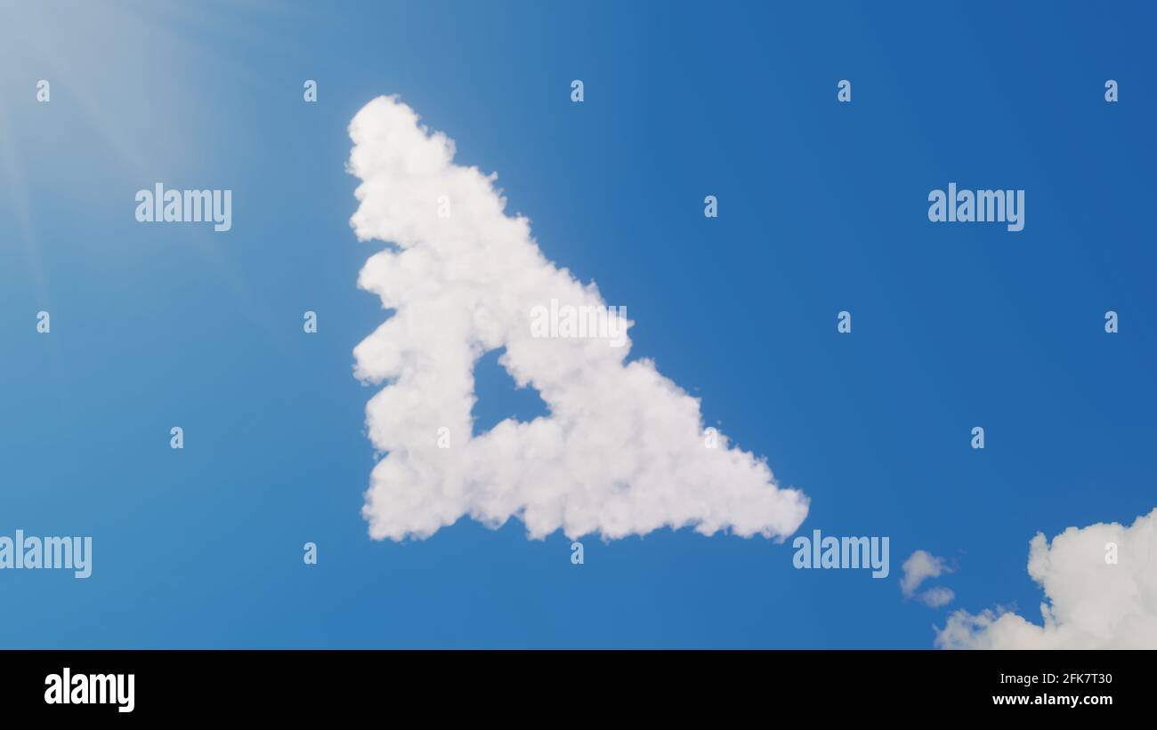 3d rendering of white fluffy clouds in shape of symbol of triangle ...