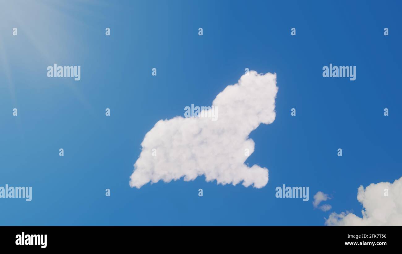 3d rendering of white fluffy clouds in shape of symbol of walrus sea ...