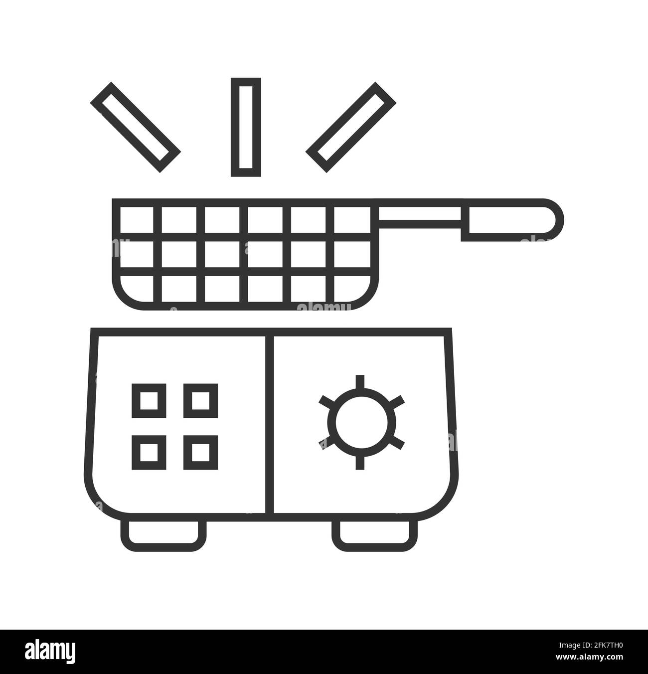 Deep fryer pixel perfect icon vector. Kitchen small appliances line ...