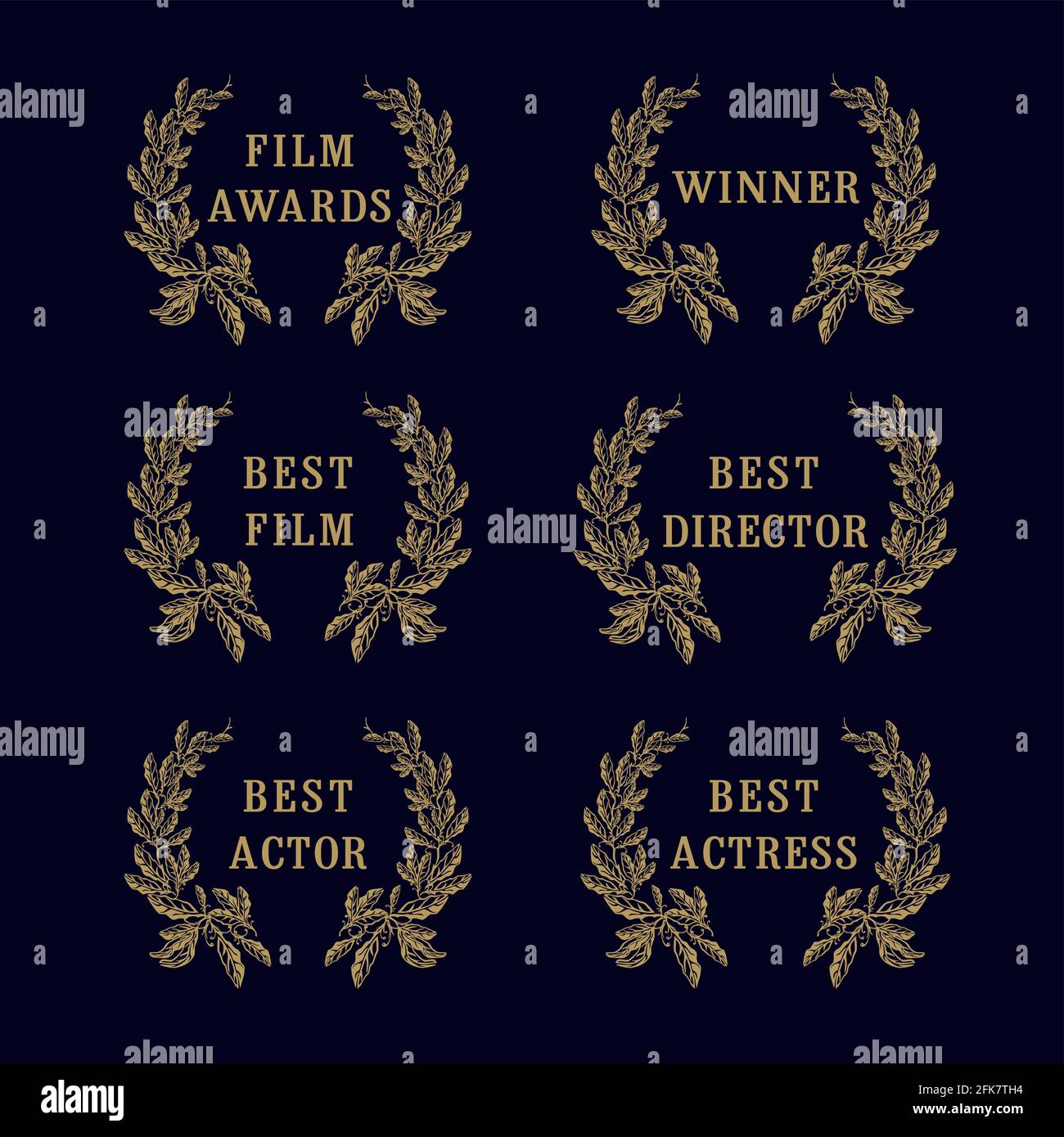 Set of awards greetings, palms frame logotype. Luxurious premium ...