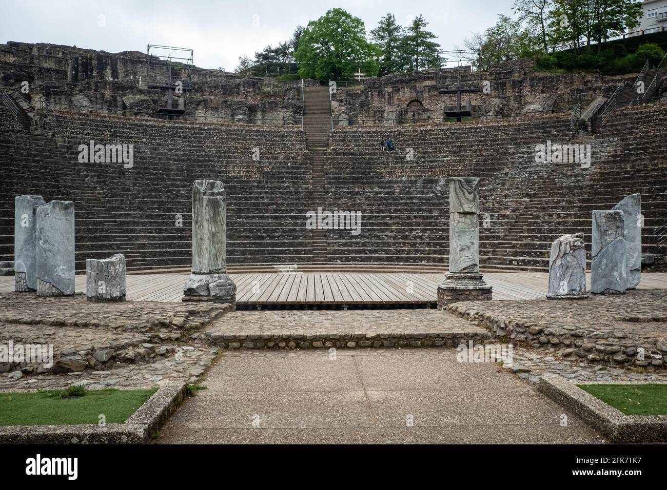 Lyon (France), April 28, 2021. View of the ancient theatre with the ...
