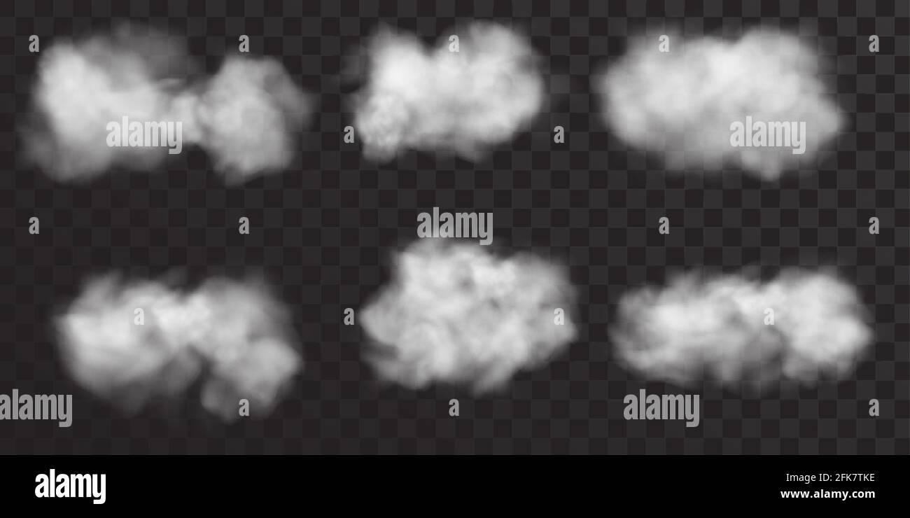 Set of vector realistic cumulus clouds isolated on translucent ...