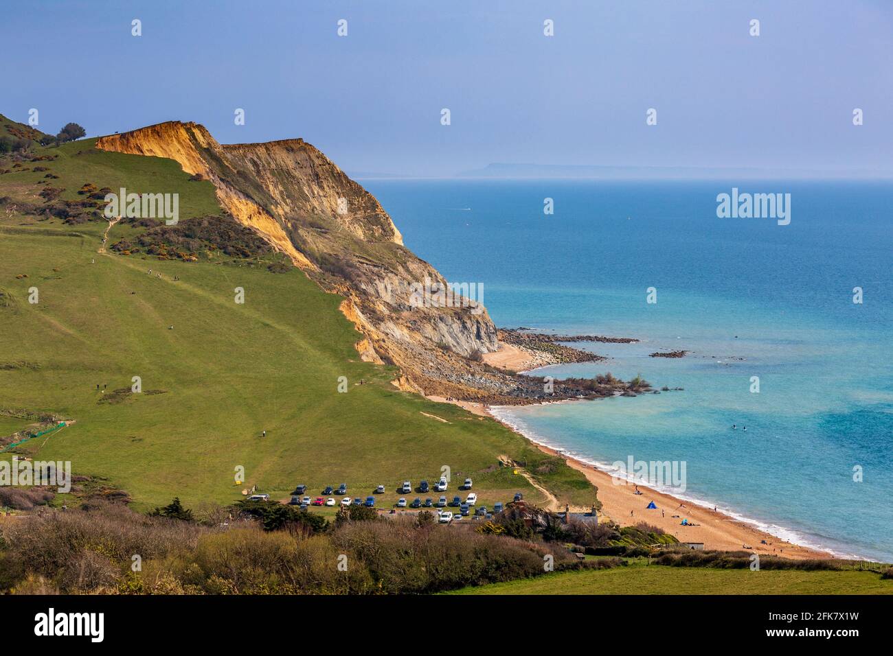 Seatown Beach with the Ridge Cliff land fall on the Jurassic Coast in ...