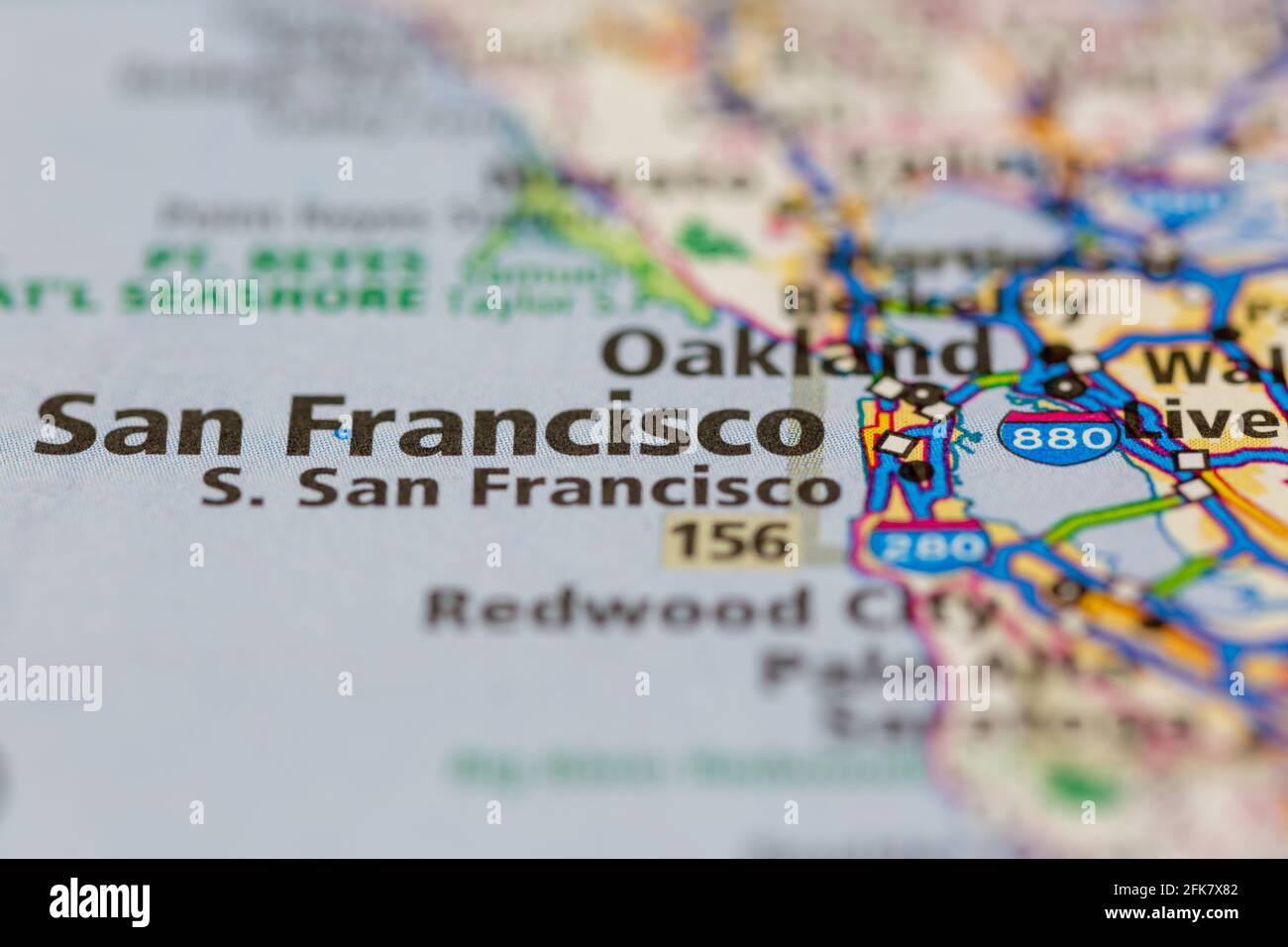 San Francisco California USA shown on a Geography map or road map Stock ...