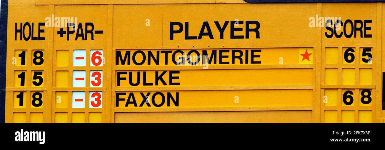 The Scoreboard at the Open Golf Championships - July 2001Montgomerie ...
