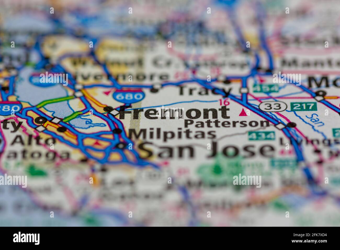 Fremont California USA shown on a Geography map or road map Stock Photo ...
