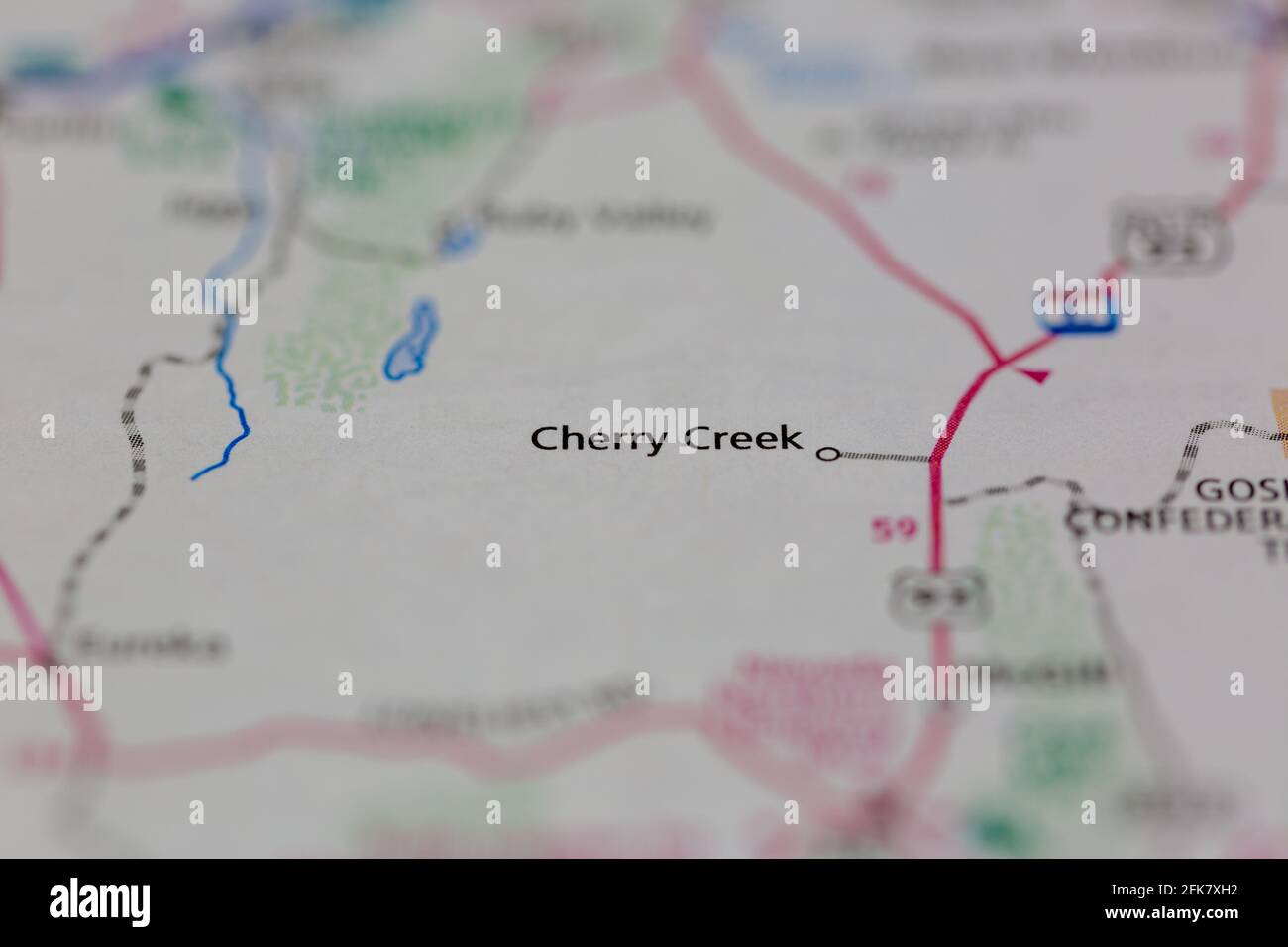 Cherry creek California USA shown on a Geography map or road map Stock ...